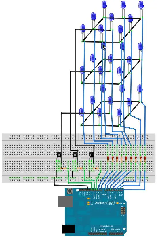 ¿Cómo crear un cubo de leds 3x3x3 con Arduino?
