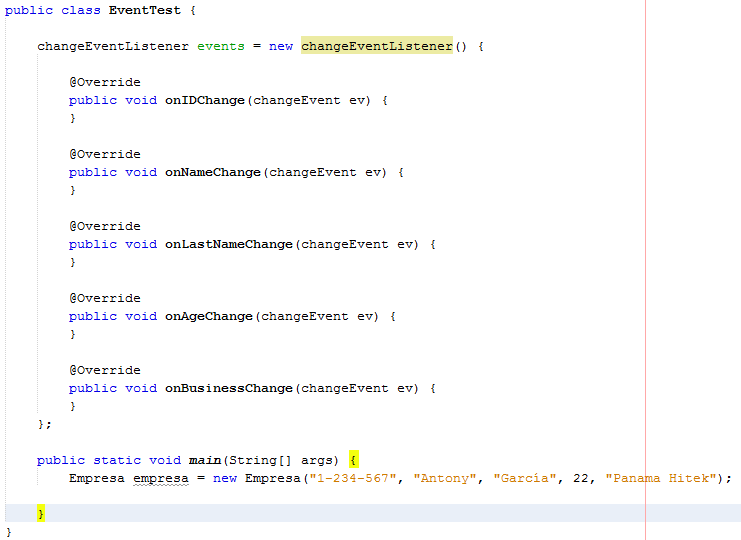 Creación de eventos en Java - Panama Hitek
